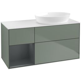 Villeroy & Boch Villeroy und Boch Finion Waschtischunterschrank FA41HGGM 120cm, Abdeckplatte white matt, Regale Midnight matt lacquer, Olive Matt Lacquer