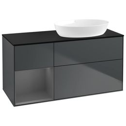 Villeroy & Boch Villeroy und Boch Finion Waschtischunterschrank GA42GKHG 120cm, Abdeckplatte black matt, Emotion, Regale Anthracite matt lacquer, Midnight Blue Matt Lacquer