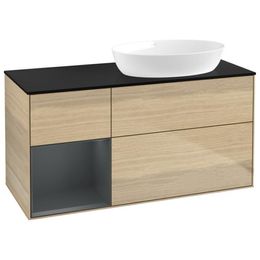 Villeroy & Boch Villeroy und Boch Finion Waschtischunterschrank GA42HGPC 120cm, Abdeckplatte black matt, Emotion, Regale Midnight matt lacquer, Oak Veneer