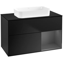Villeroy & Boch Villeroy und Boch Finion Waschtischunterschrank F662GKPD 100x60,3x50,1cm, Regal rechts Anthracite matt, Black matt lacquer