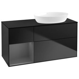 Villeroy & Boch Villeroy und Boch Finion Waschtischunterschrank GA42GKPD 120cm, Abdeckplatte black matt, Emotion, Regale Anthracite matt lacquer, Black matt lacquer