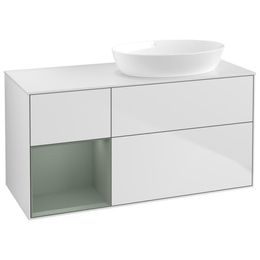 Villeroy & Boch Villeroy und Boch Finion Waschtischunterschrank GA41GMMT 120cm, Abdeckplatte white matt, Emotion, Regale Olive matt lacquer, White matt lacquer