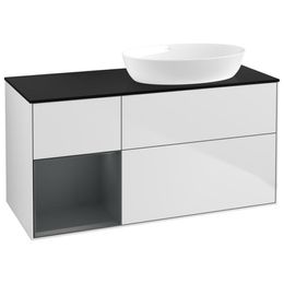 Villeroy & Boch Villeroy und Boch Finion Waschtischunterschrank GA42HGMT 120cm, Abdeckplatte black matt, Emotion, Regale Midnight matt lacquer, White matt lacquer