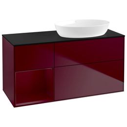 Villeroy & Boch Villeroy und Boch Finion Waschtischunterschrank GA42HBHB 120cm, Abdeckplatte black matt, Emotion, Regale Peony matt lacquer, Peony Matt