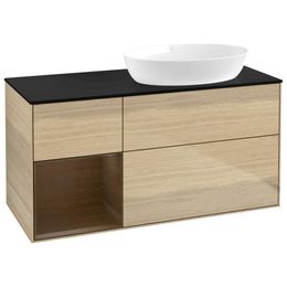 Villeroy & Boch Villeroy und Boch Finion Waschtischunterschrank GA42GNPC 120cm, Abdeckplatte black matt, Emotion, Regale Walnut Veneer, Oak Veneer