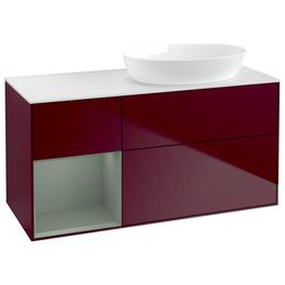 Villeroy & Boch Villeroy und Boch Finion Waschtischunterschrank GA41GMHB 120cm, Abdeckplatte white matt, Emotion, Regale Olive matt lacquer, Peony Matt