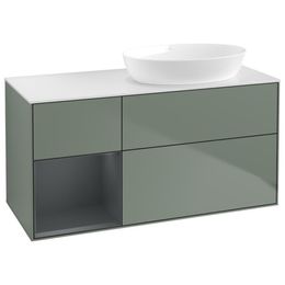 Villeroy & Boch Villeroy und Boch Finion Waschtischunterschrank GA41HGGM 120cm, Abdeckplatte white matt, Emotion, Regale Midnight matt lacquer, Olive Matt Lacquer