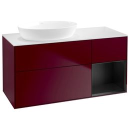 Villeroy & Boch Villeroy und Boch Finion Waschtischunterschrank GA51PDHB 120cm, Abdeckplatte white matt, Emotion, Regale Black matt lacquer, Peony Matt