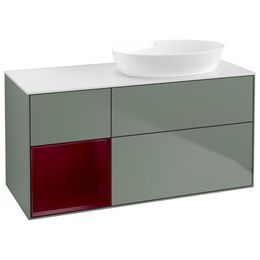 Villeroy & Boch Villeroy und Boch Finion Waschtischunterschrank GA41HBGM 120cm, Abdeckplatte white matt, Emotion, Regale Peony matt lacquer, Olive Matt Lacquer