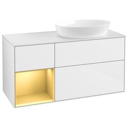 Villeroy & Boch Villeroy und Boch Finion Waschtischunterschrank GA41HFGF 120cm, Abdeckplatte white matt, Emotion, Regale Gold matt lacquer, Glossy white lacquer