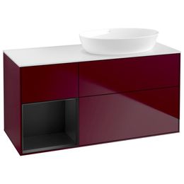 Villeroy & Boch Villeroy und Boch Finion Waschtischunterschrank GA41PDHB 120cm, Abdeckplatte white matt, Emotion, Regale Black matt lacquer, Peony Matt