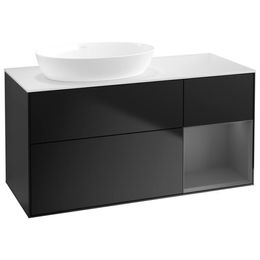 Villeroy & Boch Villeroy und Boch Finion Waschtischunterschrank GA51GKPD 120cm, Abdeckplatte white matt, Emotion, Regale Anthracite matt lacquer, Black matt lacquer