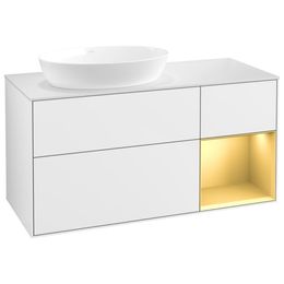 Villeroy & Boch Villeroy und Boch Finion Waschtischunterschrank GA51HFGF 120cm, Abdeckplatte white matt, Emotion, Regale Gold matt lacquer, Glossy white lacquer