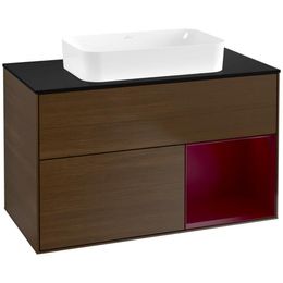 Villeroy & Boch Villeroy und Boch Finion Waschtischunterschrank F662HBGN 100x60,3x50,1cm, Regal rechts Peony, Walnut veneer