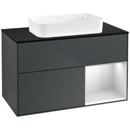 Villeroy & Boch Villeroy und Boch Finion Waschtischunterschrank F662MTHG 100x60,3x50,1cm, Regal rechts White matt lacquer, Midnight Blue Matt Lacquer