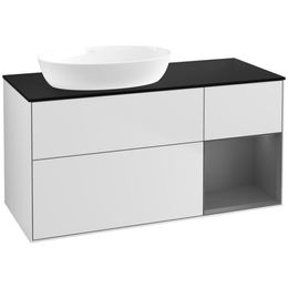 Villeroy & Boch Villeroy und Boch Finion Waschtischunterschrank FA52GKMT 120cm, Abdeckplatte black matt, Regale Anthracite matt lacquer, White matt lacquer