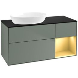 Villeroy & Boch Villeroy und Boch Finion Waschtischunterschrank FA52HFGM 120cm, Abdeckplatte black matt, Regale Gold matt lacquer, Olive Matt Lacquer