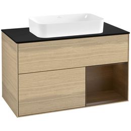 Villeroy & Boch Villeroy und Boch Finion Waschtischunterschrank F662GNPC 100x60,3x50,1cm, Regal rechts Walnut veneer, Oak Veneer