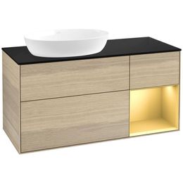 Villeroy & Boch Villeroy und Boch Finion Waschtischunterschrank FA52HFPC 120cm, Abdeckplatte black matt, Regale Gold matt lacquer, Oak Veneer