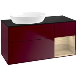Villeroy & Boch Villeroy und Boch Finion Waschtischunterschrank FA52PCHB 120cm, Abdeckplatte black matt, Regale Oak Veneer, Peony Matt