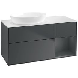 Villeroy & Boch Villeroy und Boch Finion Waschtischunterschrank FA51HGHG 120cm, Abdeckplatte white matt, Regale Midnight matt lacquer, Midnight Blue Matt Lacquer