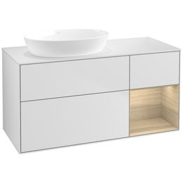 Villeroy & Boch Villeroy und Boch Finion Waschtischunterschrank FA51PCMT 120cm, Abdeckplatte white matt, Regale Oak Veneer, White matt lacquer