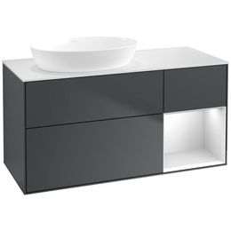Villeroy & Boch Villeroy und Boch Finion Waschtischunterschrank FA51MTHG 120cm, Abdeckplatte white matt, Regale White matt lacquer, Midnight Blue Matt Lacquer