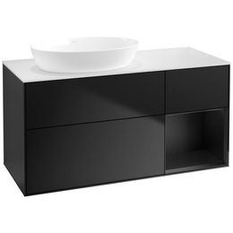 Villeroy & Boch Villeroy und Boch Finion Waschtischunterschrank FA51PDPD 120cm, Abdeckplatte white matt, Regale Black matt lacquer, Black matt lacquer