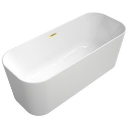 Villeroy & Boch Villeroy & Boch Finion freistehende Badewanne 177FIN7N3BCV301 170x70cm, Wasserzulauf, Sch&uuml;rze Colour on Demand, wei&szlig;, gold