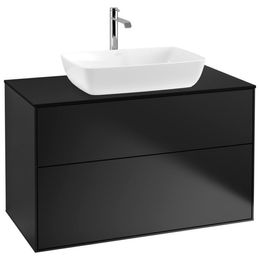 Villeroy & Boch Villeroy und Boch Finion Waschtischunterschrank G76200PD 100x60,3cm, Emotion, Abdeckplatte black matt, Black matt lacquer