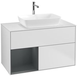 Villeroy & Boch Villeroy und Boch Finion Waschtischunterschrank F771HGMT 100cm, Abdeckplatte white matt, Regale Midnight matt lacquer, White matt lacquer