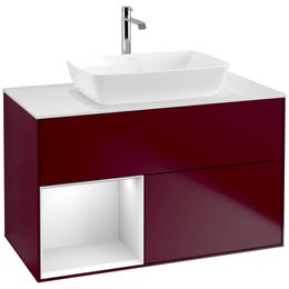 Villeroy & Boch Villeroy und Boch Finion Waschtischunterschrank F771MTHB 100cm, Abdeckplatte white matt, Regale White matt lacquer, Peony Matt