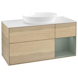 Villeroy & Boch Villeroy und Boch Finion Waschtischunterschrank GA71GMPC 120cm, Abdeckplatte white matt, Emotion, Regale Olive matt lacquer, Oak Veneer