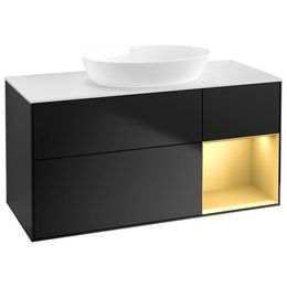 Villeroy & Boch Villeroy und Boch Finion Waschtischunterschrank GA71HFPD 120cm, Abdeckplatte white matt, Emotion, Regale Gold matt lacquer, Black matt lacquer