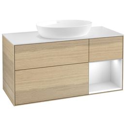 Villeroy & Boch Villeroy und Boch Finion Waschtischunterschrank GA71MTPC 120cm, Abdeckplatte white matt, Emotion, Regale White matt lacquer, Oak Veneer