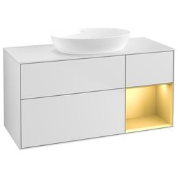 Villeroy & Boch Villeroy und Boch Finion Waschtischunterschrank GA71HFMT 120cm, Abdeckplatte white matt, Emotion, Regale Gold matt lacquer, White matt lacquer