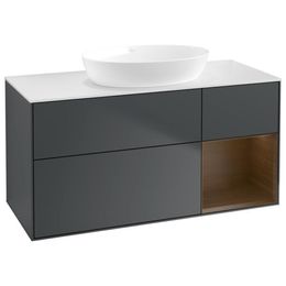 Villeroy & Boch Villeroy und Boch Finion Waschtischunterschrank GA71GNHG 120cm, Abdeckplatte white matt, Emotion, Regale Walnut Veneer, Midnight Blue Matt Lacquer
