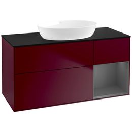 Villeroy & Boch Villeroy und Boch Finion Waschtischunterschrank FA72GKHB 120cm, Abdeckplatte black matt, Regale Anthracite matt lacquer, Peony Matt