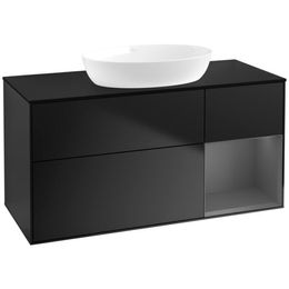 Villeroy & Boch Villeroy und Boch Finion Waschtischunterschrank FA72GKPD 120cm, Abdeckplatte black matt, Regale Anthracite matt lacquer, Black matt lacquer