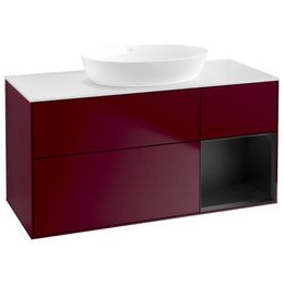 Villeroy & Boch Villeroy und Boch Finion Waschtischunterschrank GA71PDHB 120cm, Abdeckplatte white matt, Emotion, Regale Black matt lacquer, Peony Matt