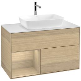 Villeroy & Boch Villeroy und Boch Finion Waschtischunterschrank F771PCPC 100cm, Abdeckplatte white matt, Regale Oak Veneer, Oak Veneer