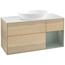 Villeroy & Boch Villeroy und Boch Finion Waschtischunterschrank FA71GMPC 120cm, Abdeckplatte white matt, Regale Olive matt lacquer, Oak Veneer
