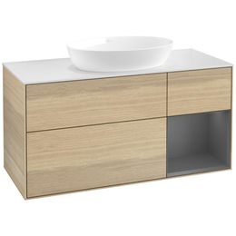 Villeroy & Boch Villeroy und Boch Finion Waschtischunterschrank FA71GKPC 120cm, Abdeckplatte white matt, Regale Anthracite matt lacquer, Oak Veneer