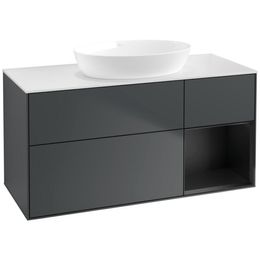 Villeroy & Boch Villeroy und Boch Finion Waschtischunterschrank FA71PDHG 120cm, Abdeckplatte white matt, Regale Black matt lacquer, Midnight Blue Matt Lacquer