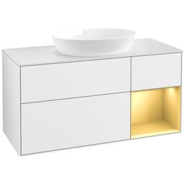 Villeroy & Boch Villeroy und Boch Finion Waschtischunterschrank FA71HFGF 120cm, Abdeckplatte white matt, Regale Gold matt lacquer, Glossy white lacquer