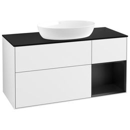 Villeroy & Boch Villeroy und Boch Finion Waschtischunterschrank GA72PDGF 120cm, Abdeckplatte black matt, Emotion, Regale Black matt lacquer, Glossy white lacquer
