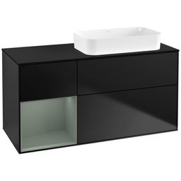 Villeroy & Boch Villeroy und Boch Finion Waschtischunterschrank F682GMPD 120x60,3x50,1cm, Regal links Olive Matt Lacquer, Black matt lacquer