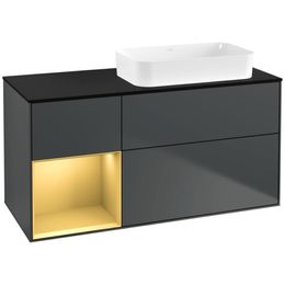 Villeroy & Boch Villeroy und Boch Finion Waschtischunterschrank F682HFHG 120x60,3x50,1cm, Regal links Gold matt, Midnight Blue Matt Lacquer