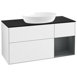Villeroy & Boch Villeroy und Boch Finion Waschtischunterschrank GA72HGGF 120cm, Abdeckplatte black matt, Emotion, Regale Midnight matt lacquer, Glossy white lacquer