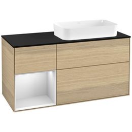 Villeroy & Boch Villeroy und Boch Finion Waschtischunterschrank F682MTPC 120x60,3x50,1cm, Regal links White matt lacquer, Oak Veneer